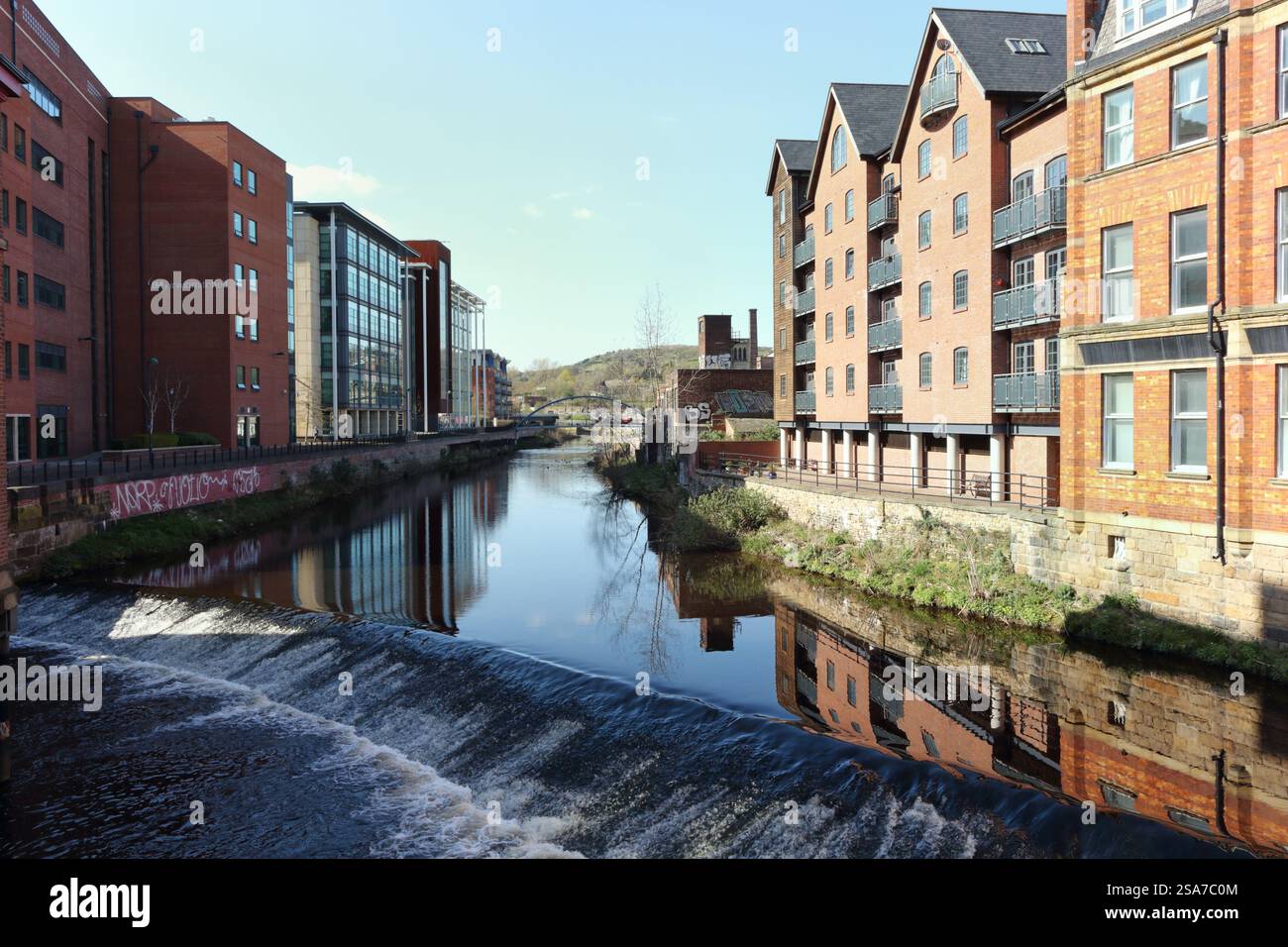 River Don upstream from Lady's Bridge Sheffield England UK, riverside ...