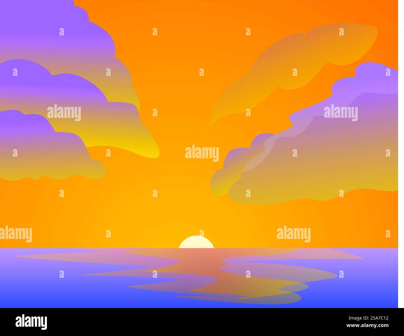 Stunning sunset ocean Stock Vector Images - Alamy