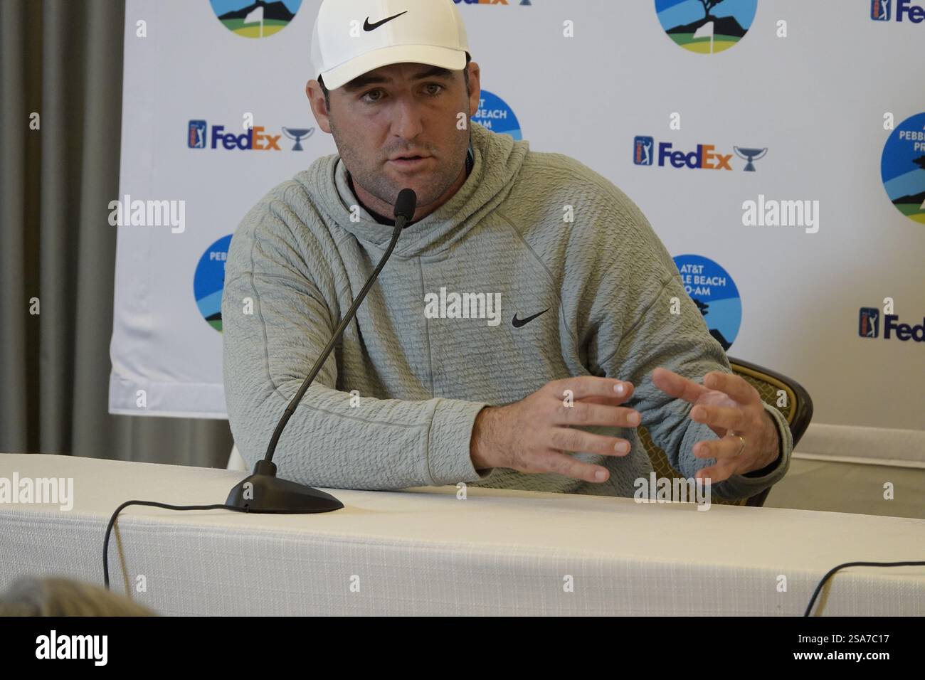Pebble Beach, California, USA - January 28th, 2025 World No. 1 golfer, Scottie Scheffler talks ...