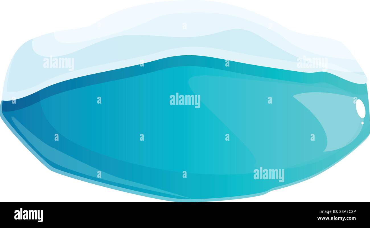 Cartoon blue iceberg floating in cold water with snow on the top. Blue ...