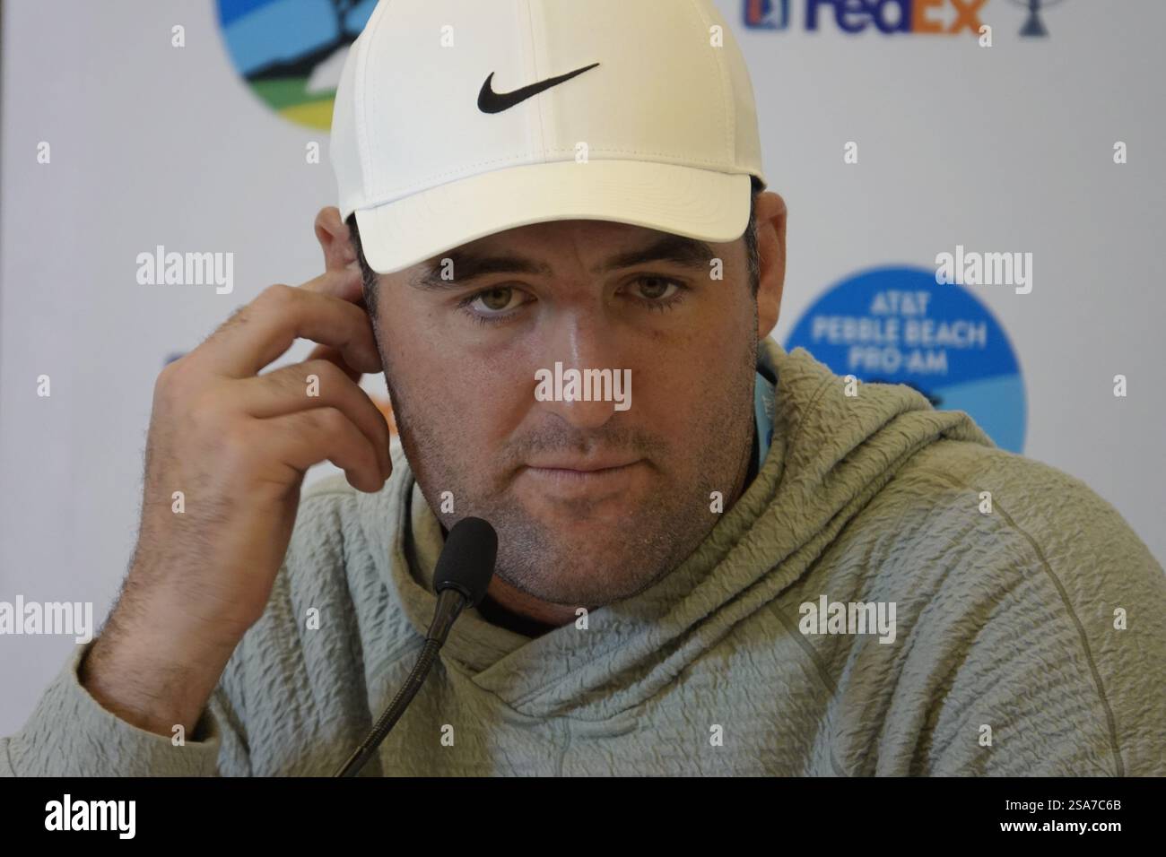 Pebble Beach, California, USA - January 28th, 2025 World No. 1 golfer, Scottie Scheffler talks ...