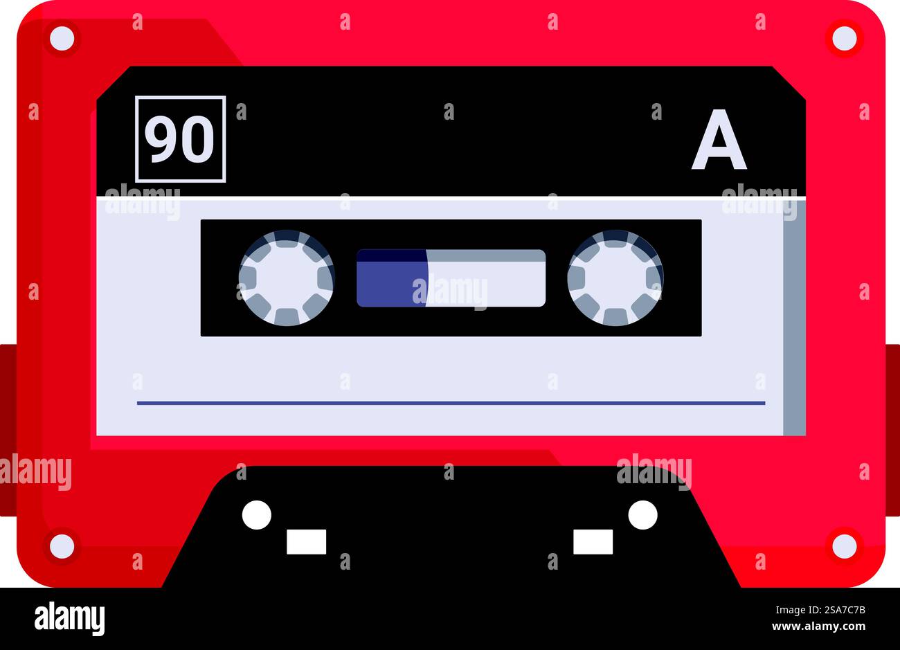 Red audio cassette tape playing music, a nostalgic symbol of the 80s ...