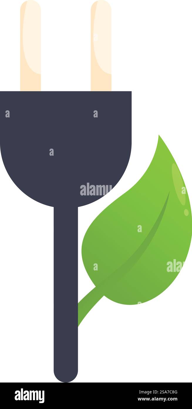 Green leaf growing from electric plug symbolizing renewable energy and ...