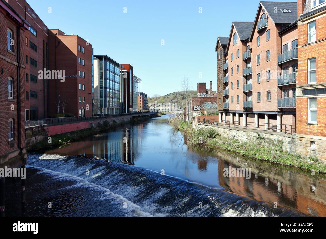 River Don upstream from Lady's Bridge Sheffield England UK, riverside ...