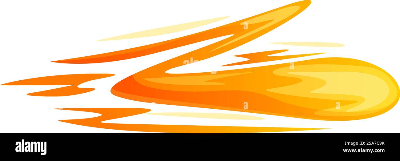 Cartoon illustration of a bright orange fireball rushing through space ...