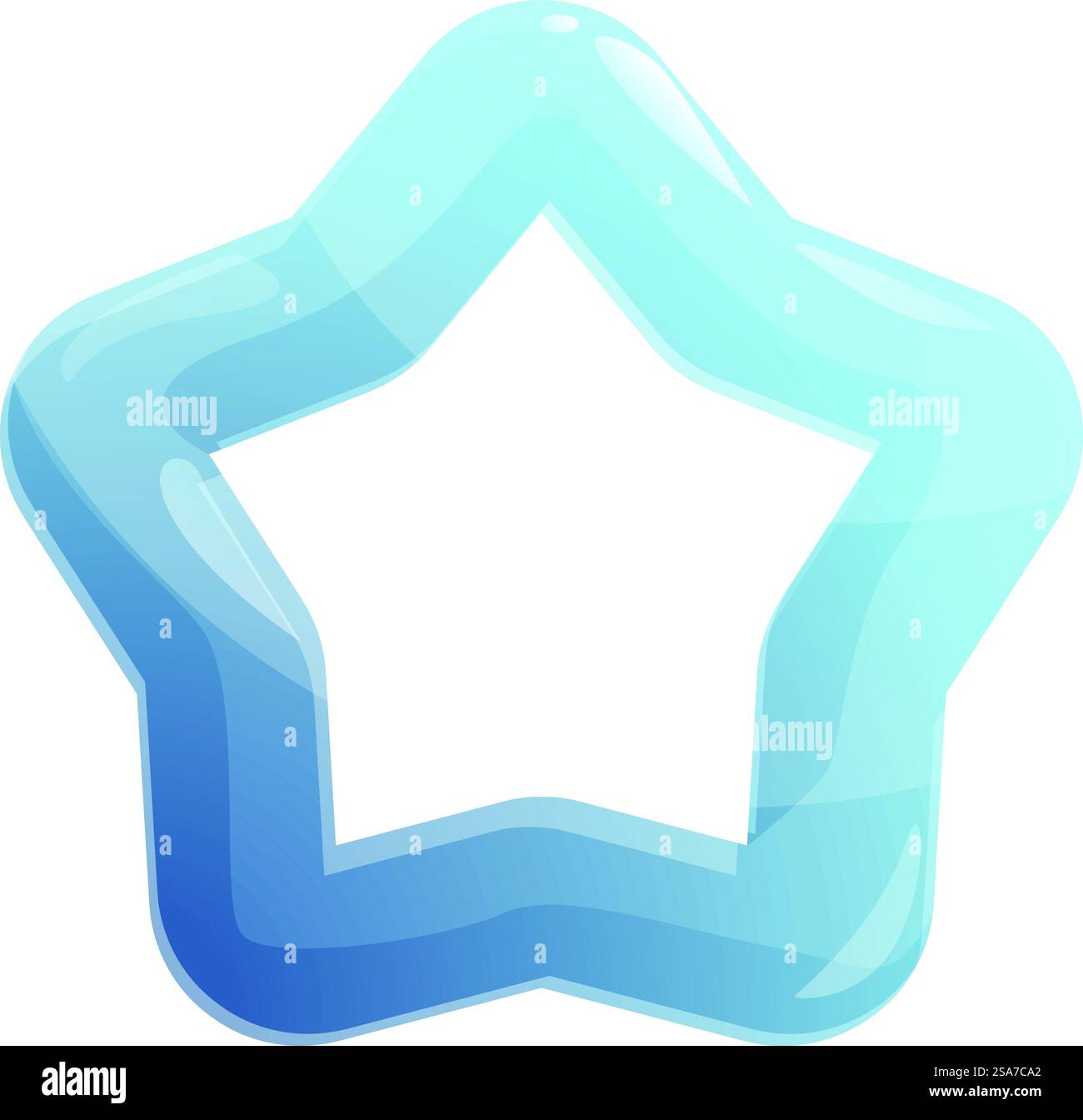 Blue star shape shining with glossy surface, isolated over white ...