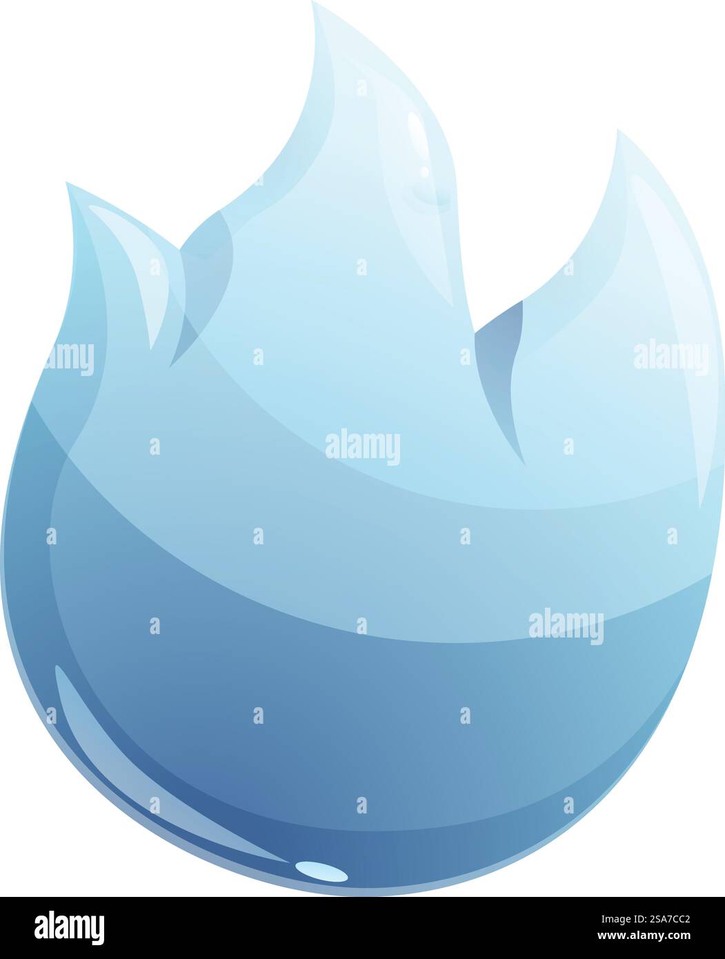 This cartoon illustration shows a blue fireball glowing with fantasy ...