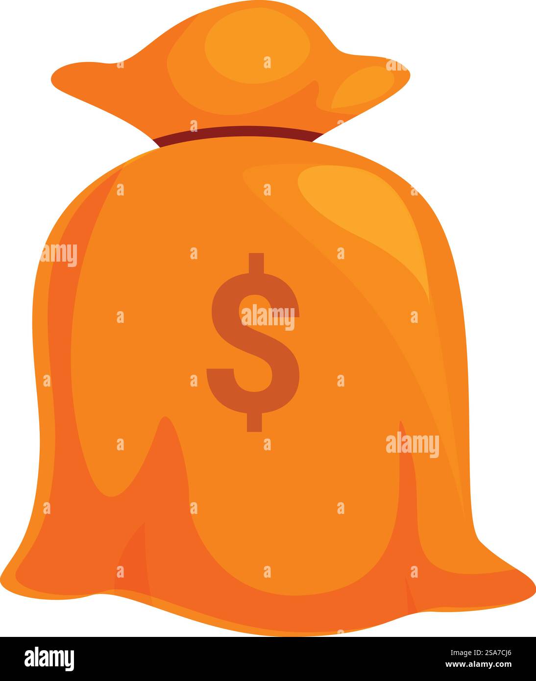 Full orange money bag with dollar sign representing successful business ...