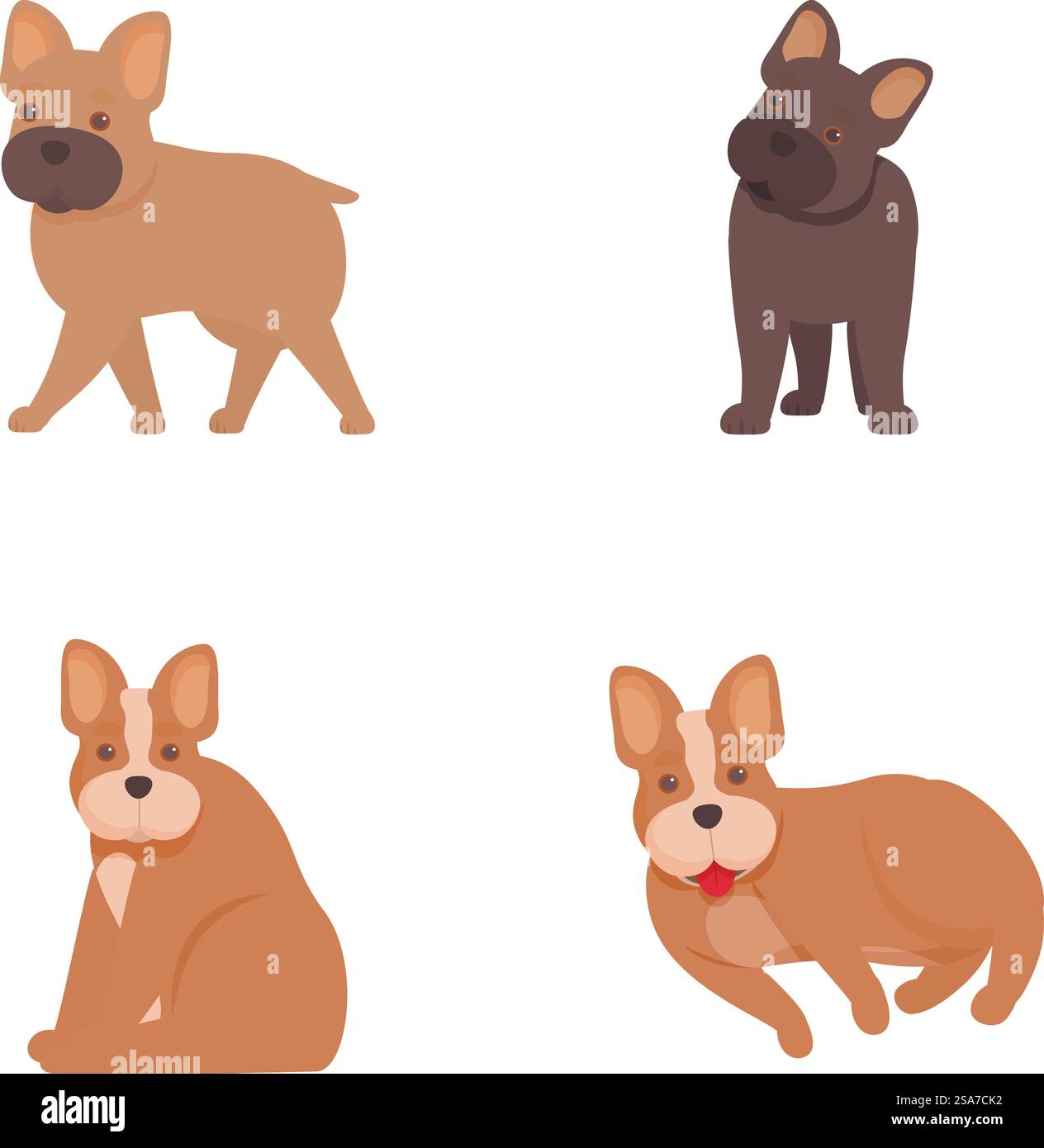 Collection of four adorable cartoon dogs, showcasing different colors ...