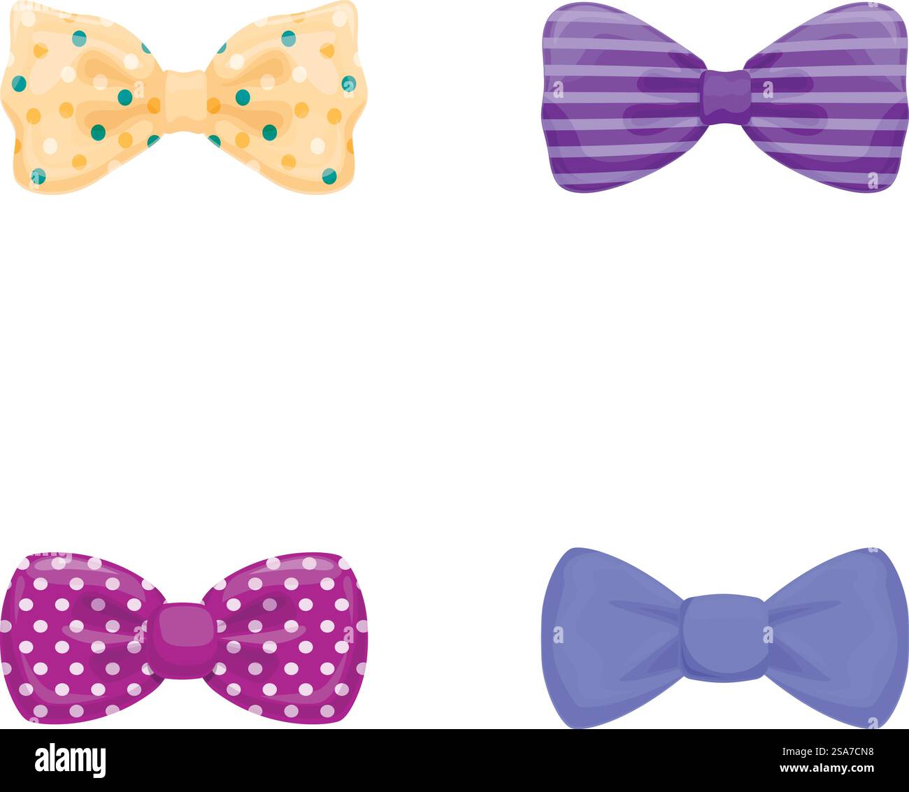 Set of four stylish bow ties in different colors and patterns isolated ...