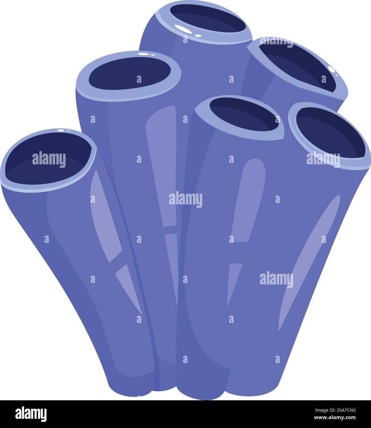 Cartoon blue tube sponge growing on the bottom of the ocean. Blue tube ...