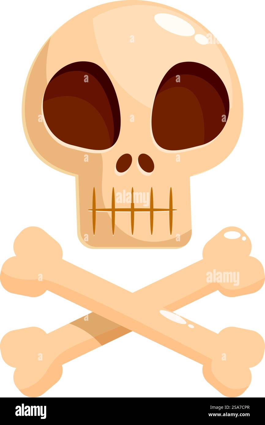 Cartoon skull and crossbones are isolated on a white background ...