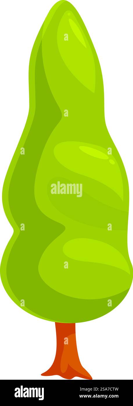 Cartoon green tree standing alone with rounded crown, isolated on white ...
