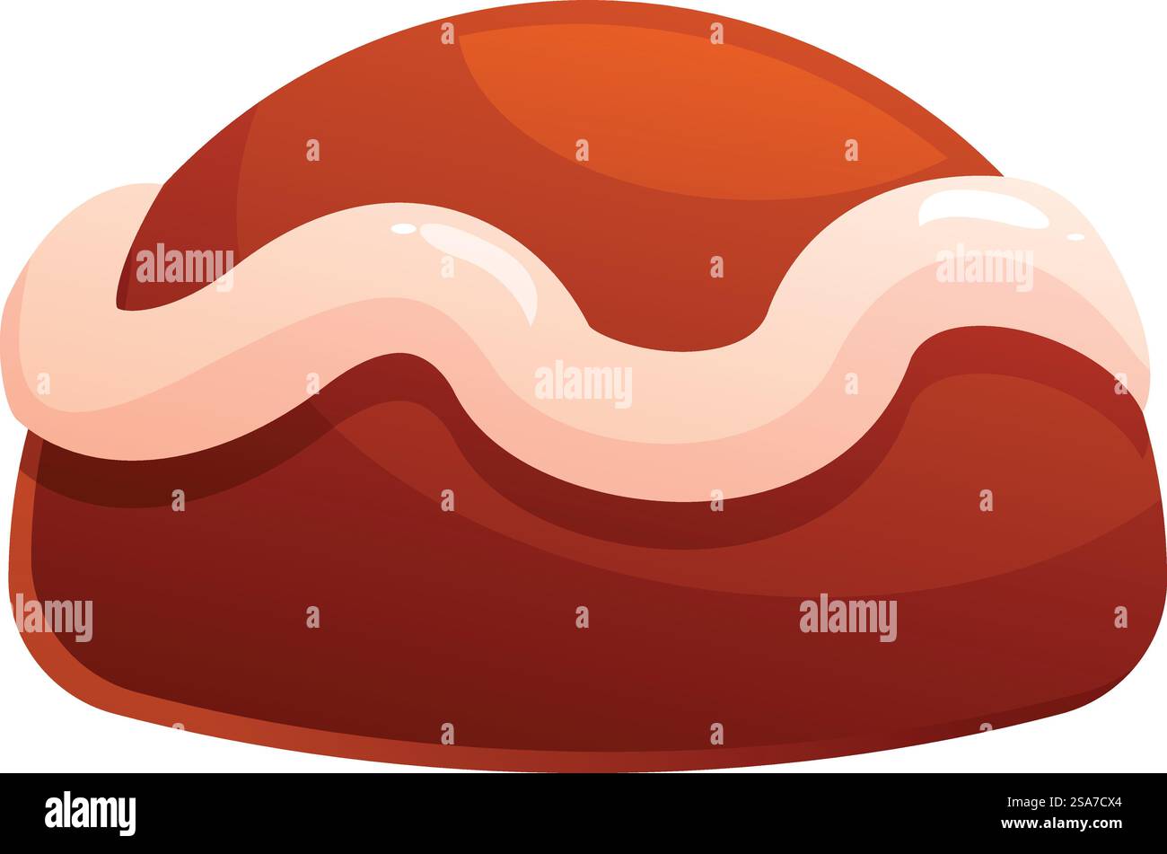 Chocolate candy with soft filling is melting slowly, isolated on white ...