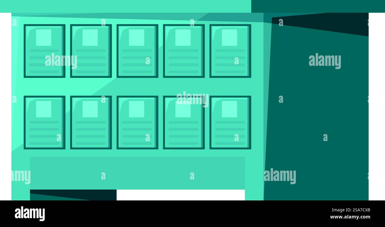 Turquoise terminal for storing letters and parcels, awaiting collection ...