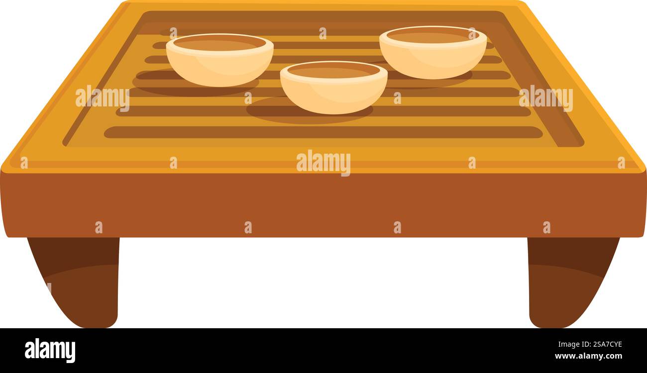 Traditional wooden tea tray holding teacups, evoking the tranquility of ...