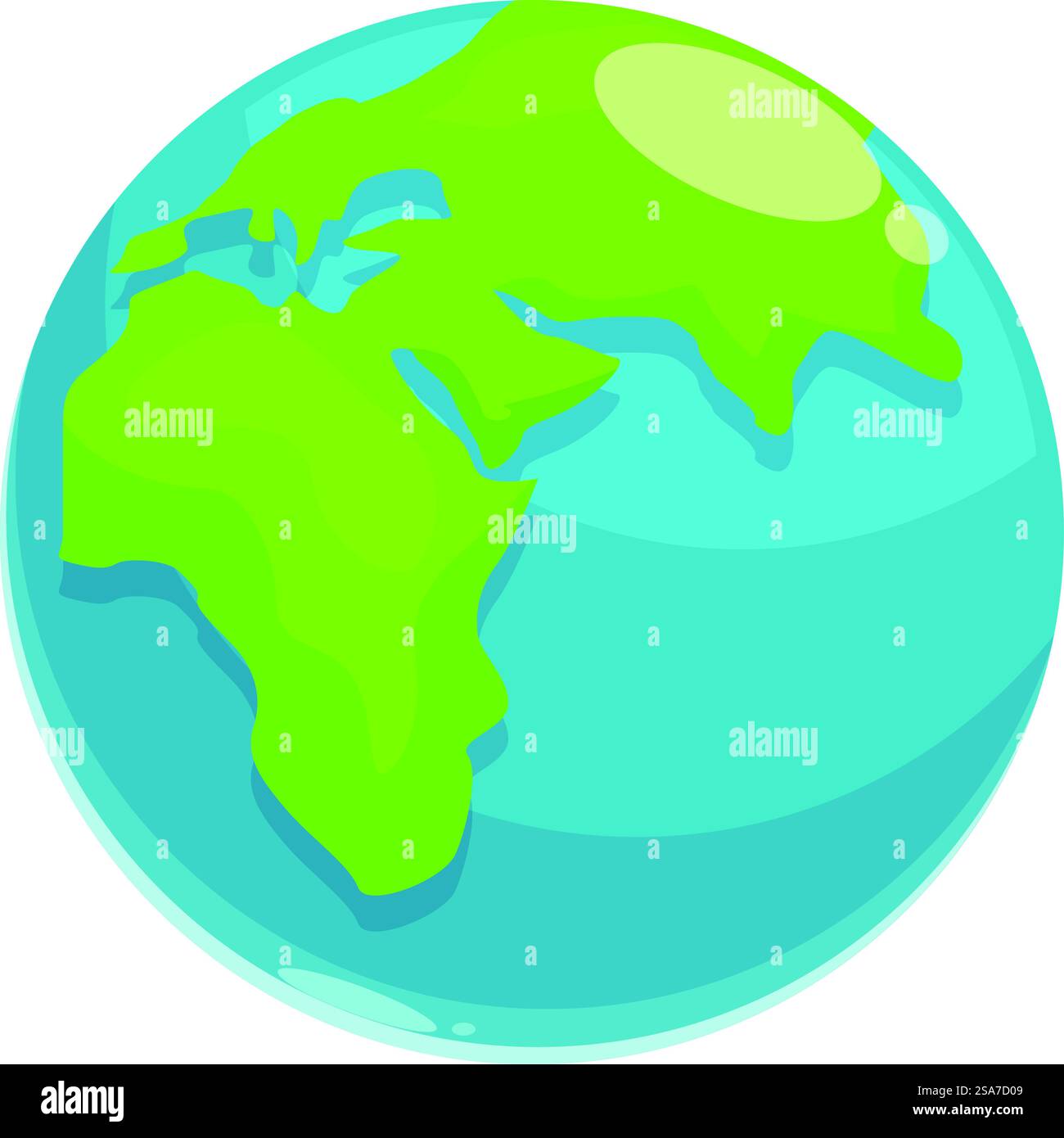 Cartoon earth globe showing africa and europe continents on blue ...