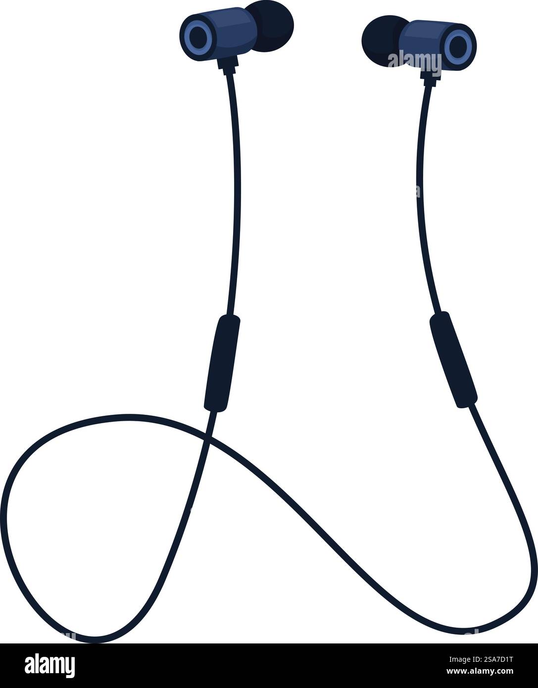 Pair of wireless bluetooth earbuds hanging with a white background ...