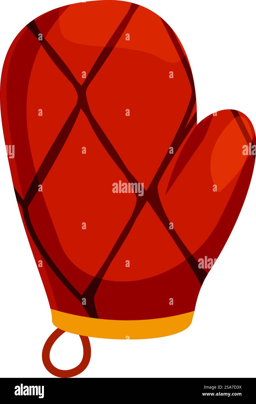 Cartoon orange quilted oven mitt with hanging loop, for safely handling ...