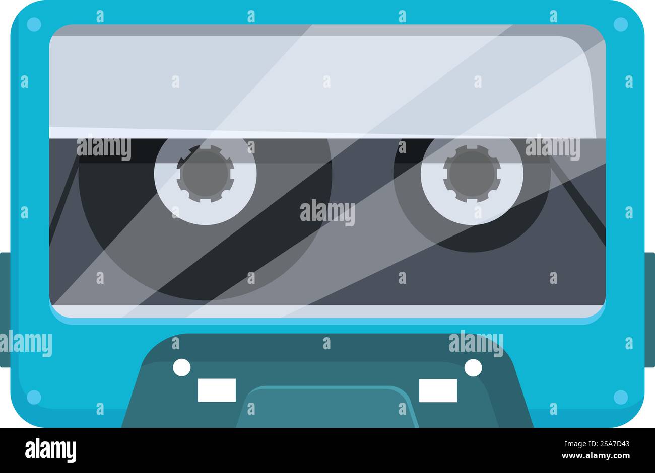Blue audio cassette tape playing music, retro sound technology. Blue ...