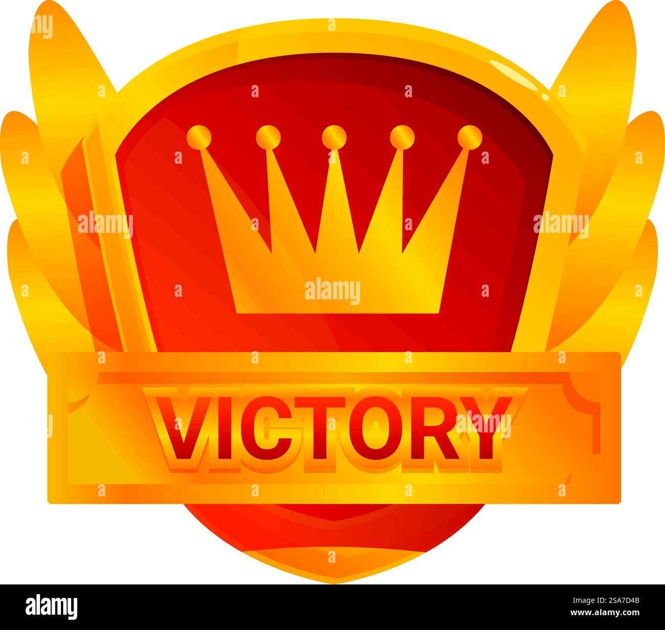 Shiny golden symbol with wings is conveying a concept of victory and ...