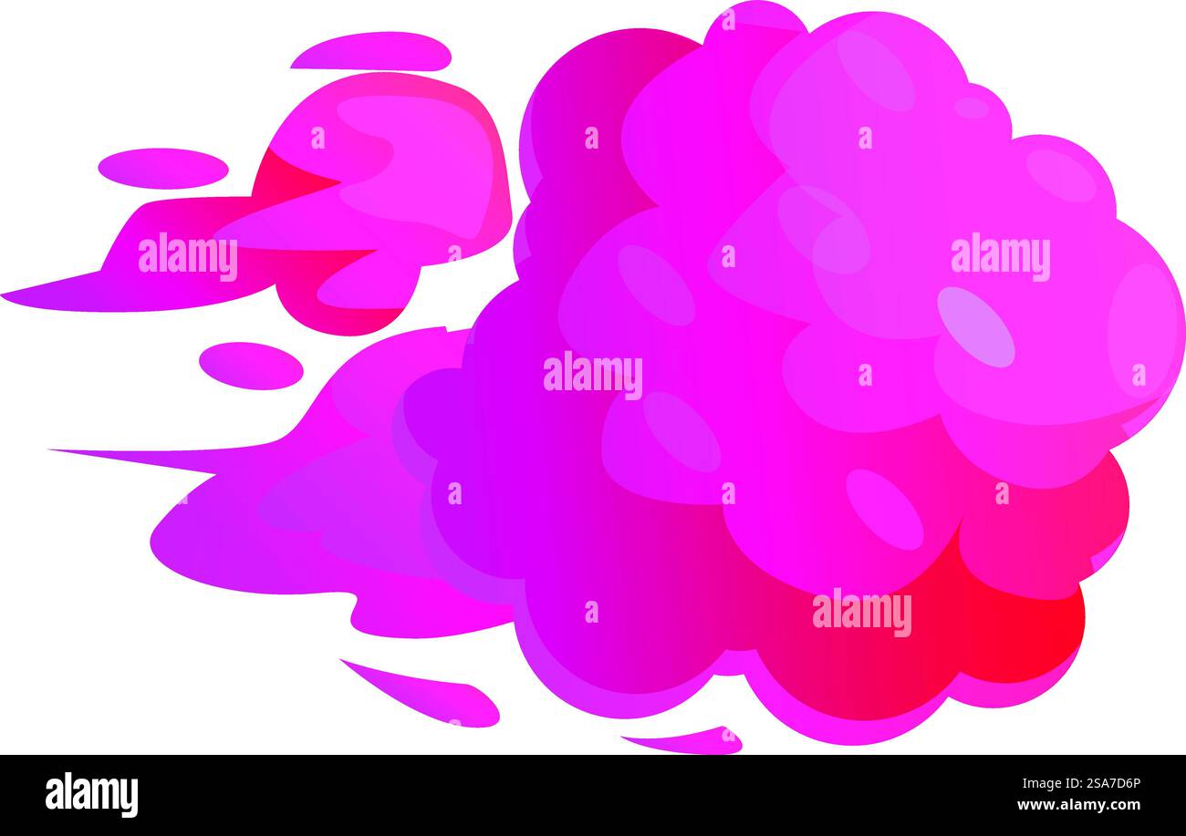 Pink smoke cloud floating through air with a gradient. Cartoon pink ...