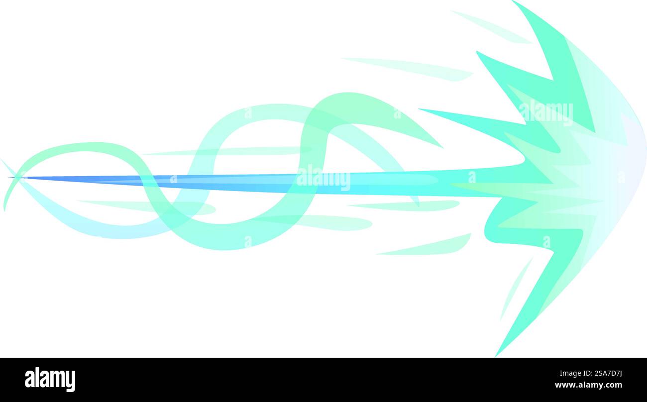 Magic spell in the shape of an arrow is flying, leaving a magical trail ...