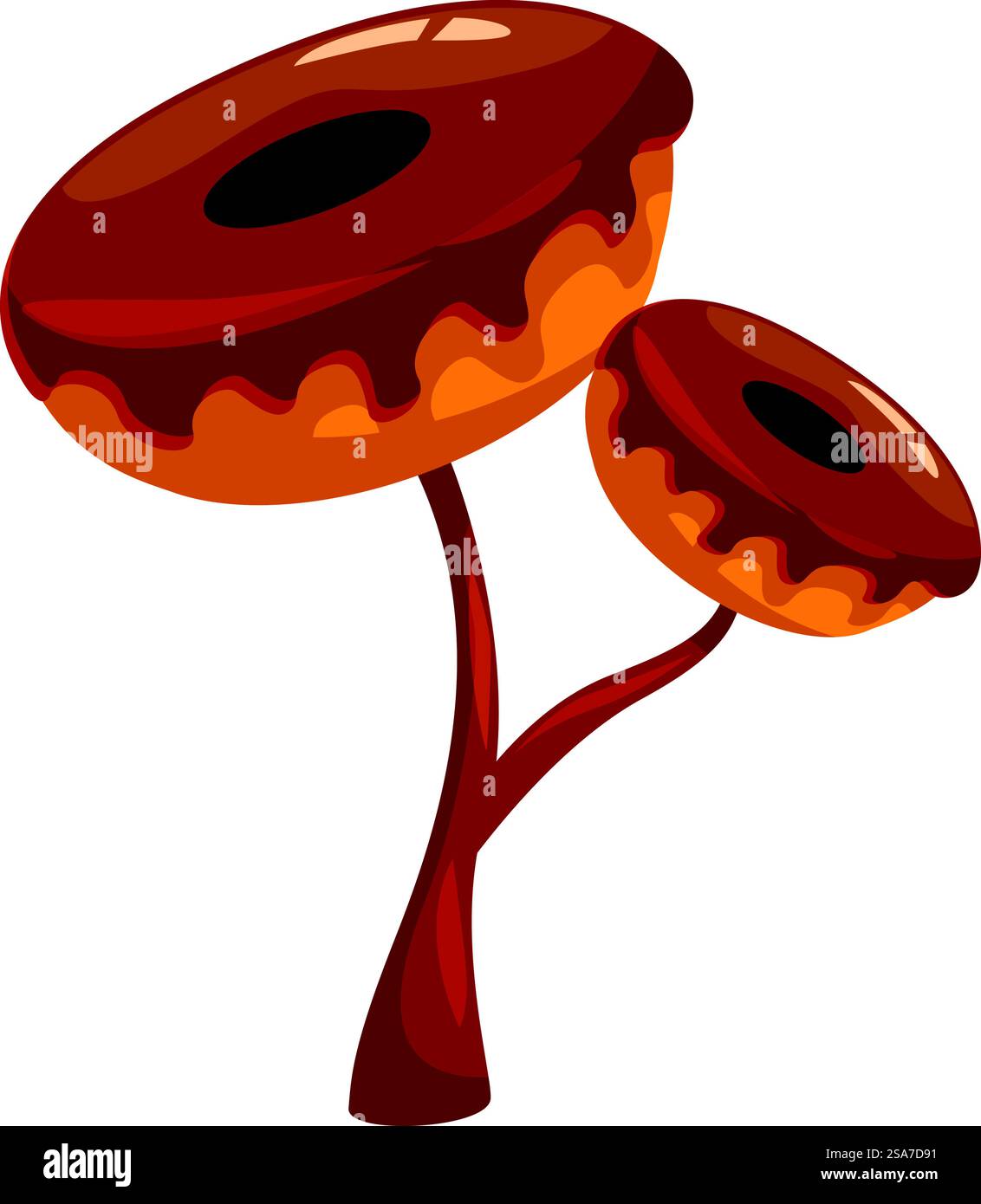 Cartoon stylized tree with two chocolate donuts as a crown, isolated on ...