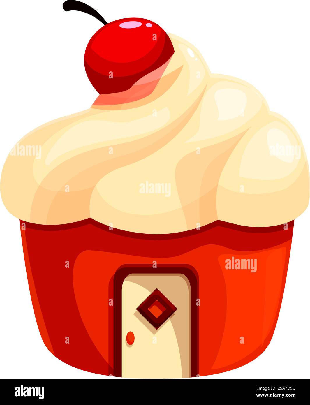 Whimsical illustration of a cupcake house, featuring a delicious ...