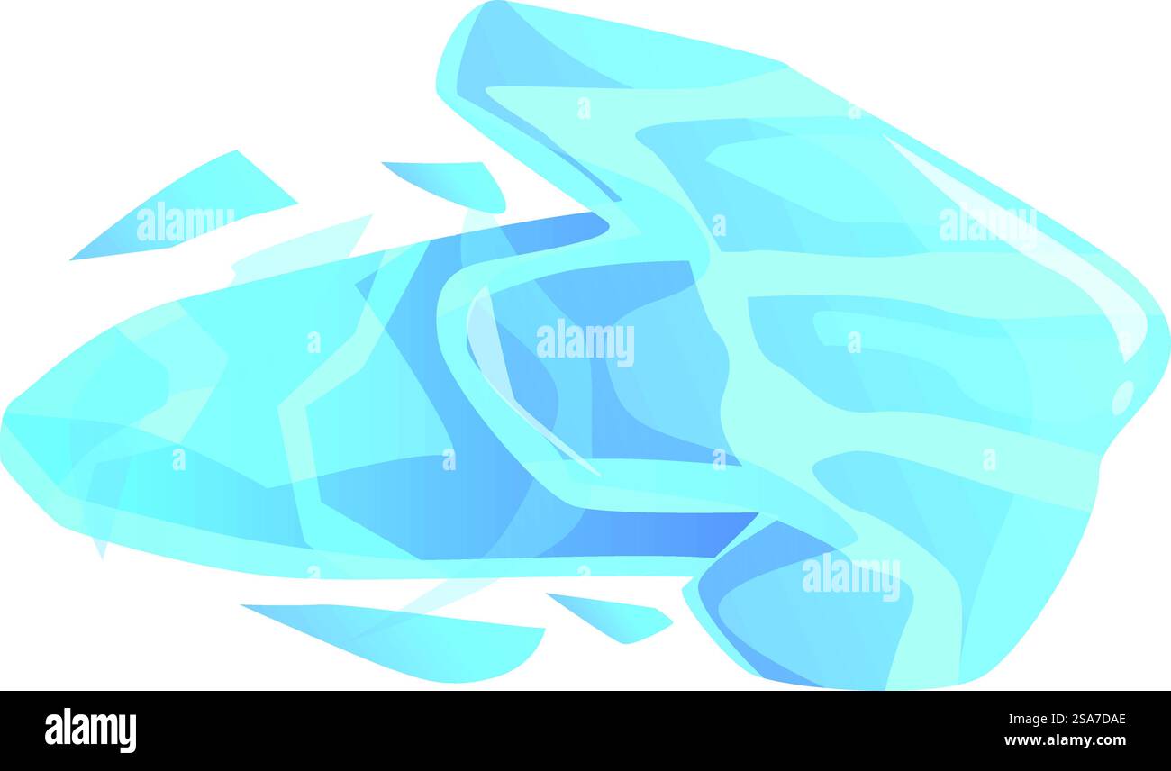 Blue crystal arrow flying and breaking into pieces, isolated on white ...