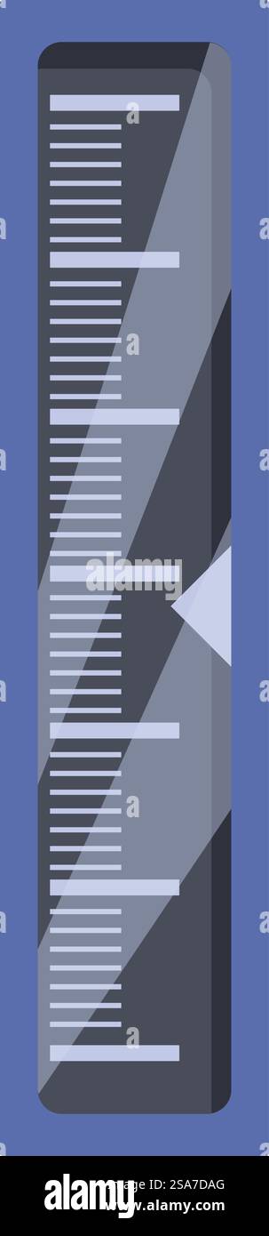 Blue ruler showing centimeters for measuring length on white background ...