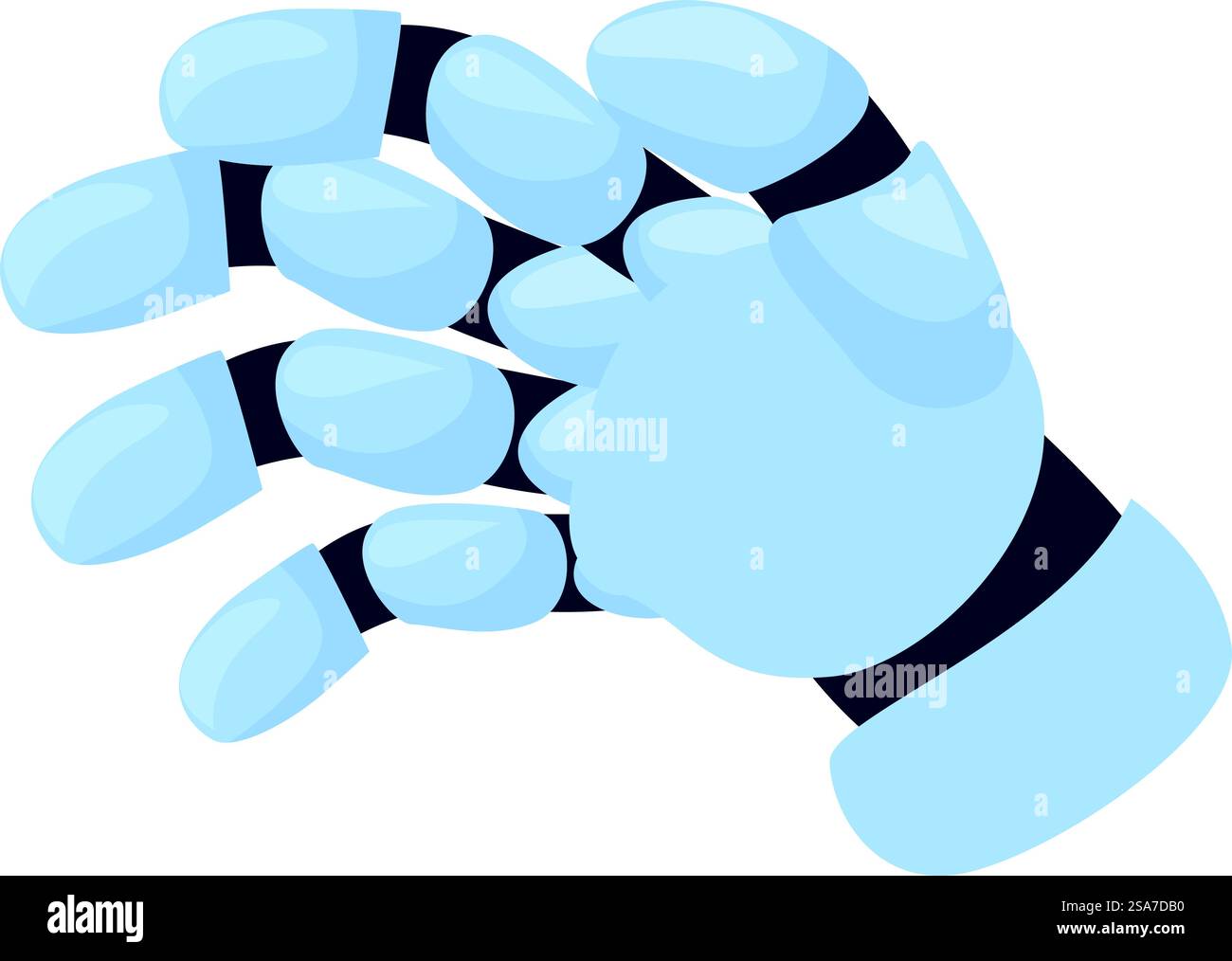 Cartoon blue robot hand opening and closing its fingers. Blue robot ...