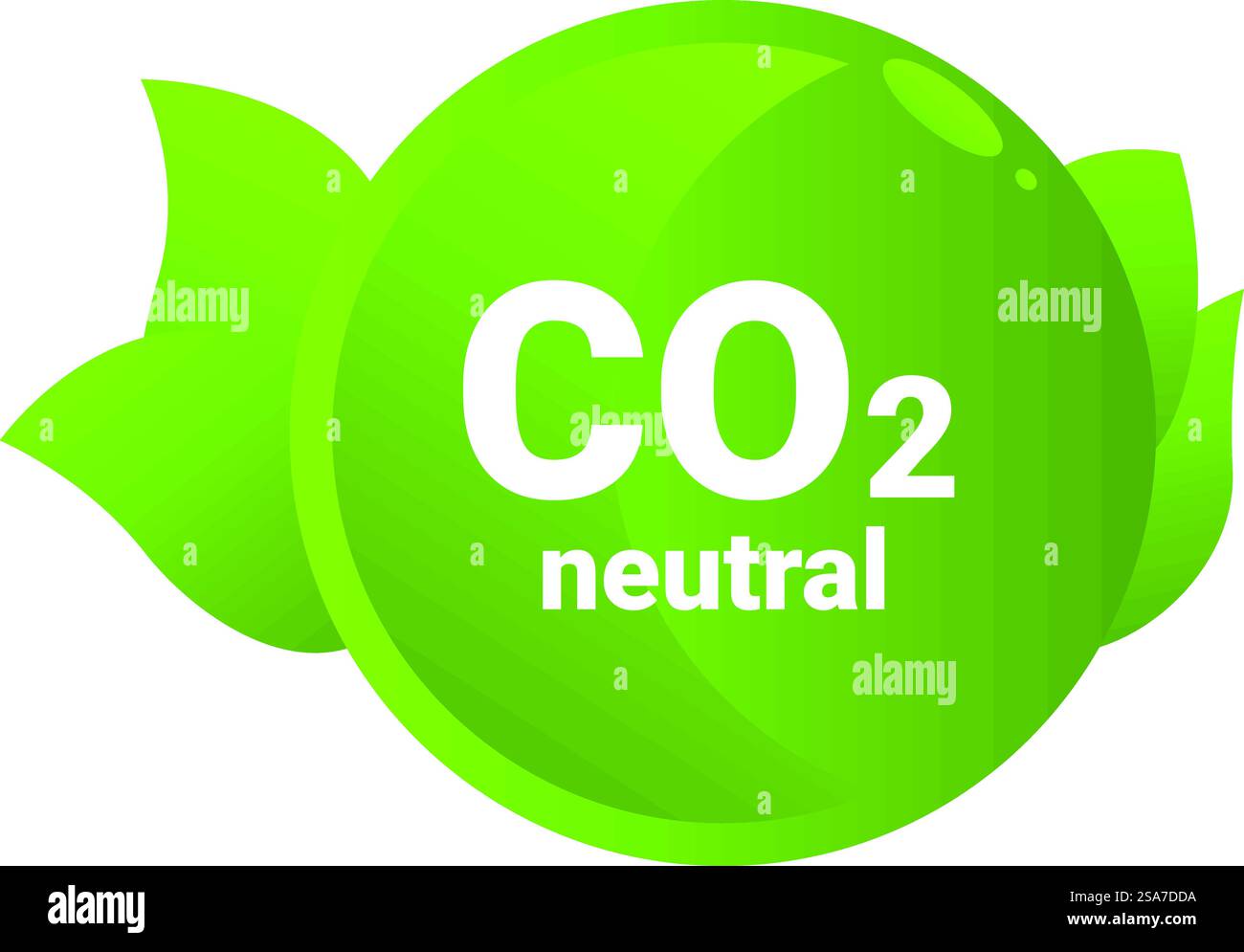 Green glossy co2 neutral icon with leaves representing commitment to ...