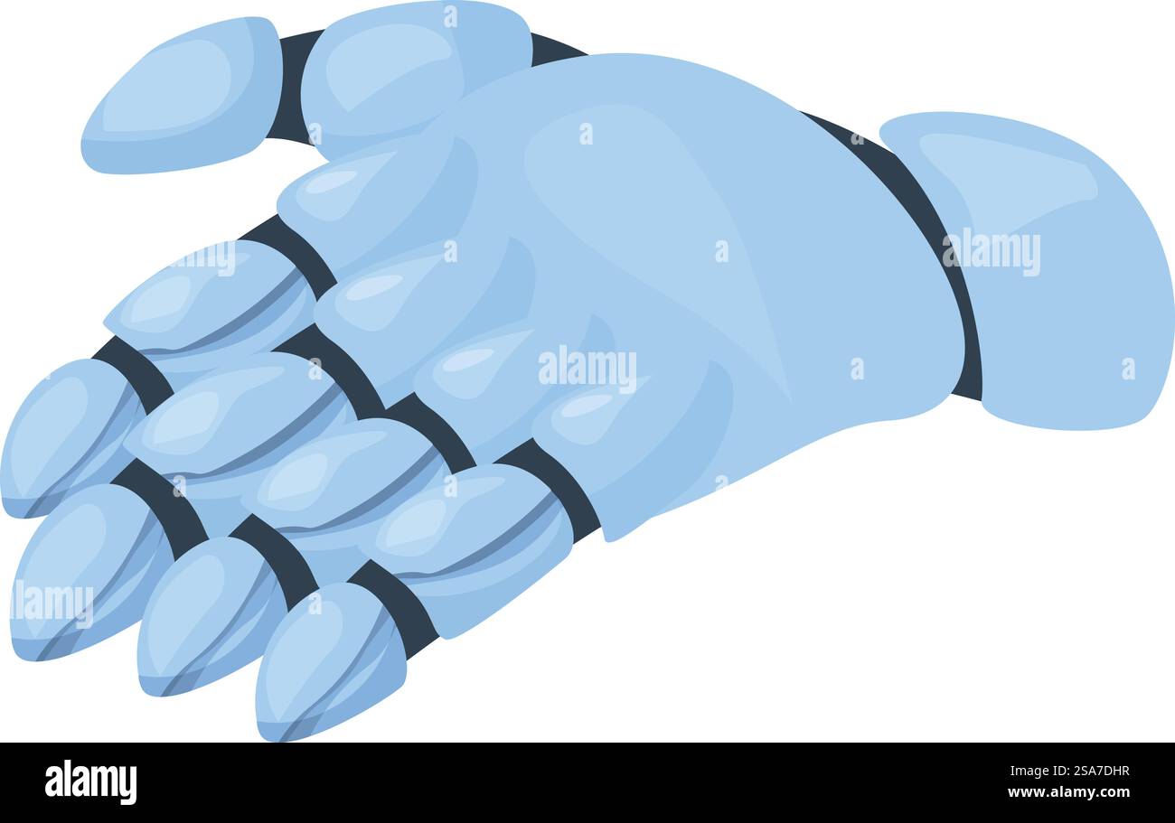 Blue robot hand offering handshake in friendly gesture. Blue robot hand ...