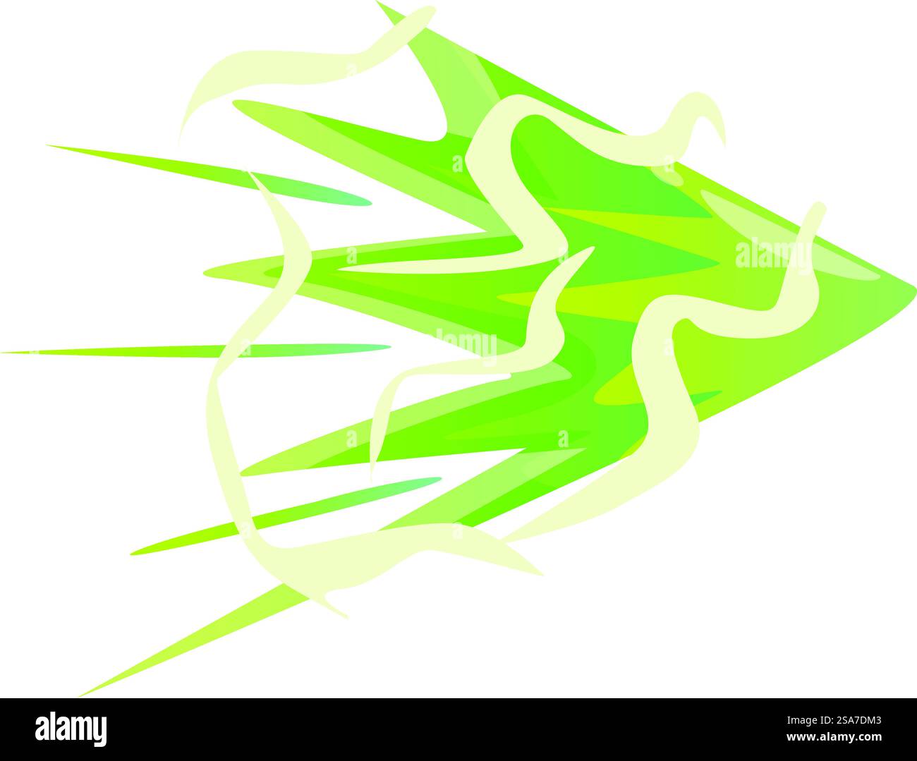 Green energy arrow flying through space with motion trails. Abstract ...