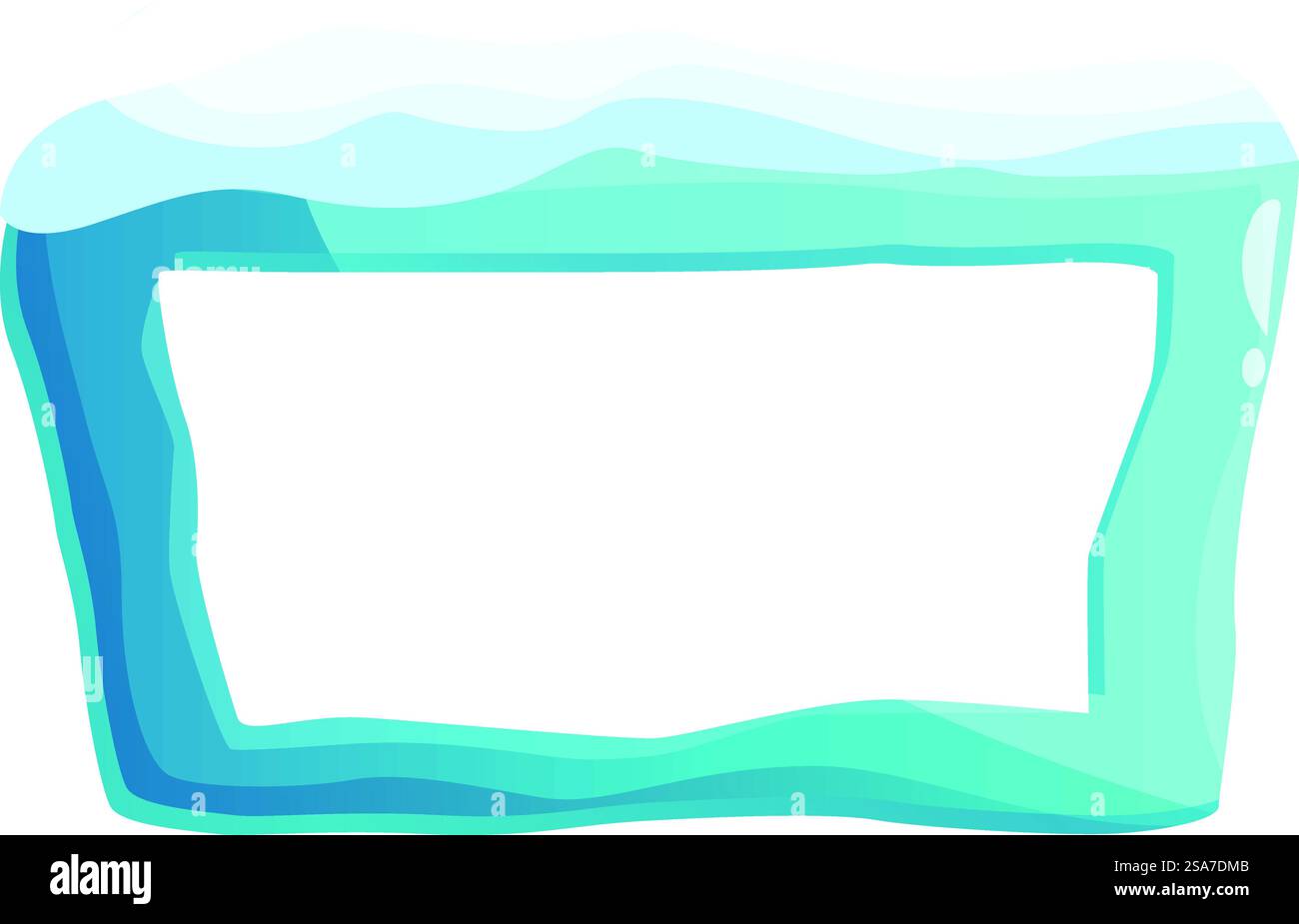 Frozen water border with snow on top is creating a rectangular shape ...