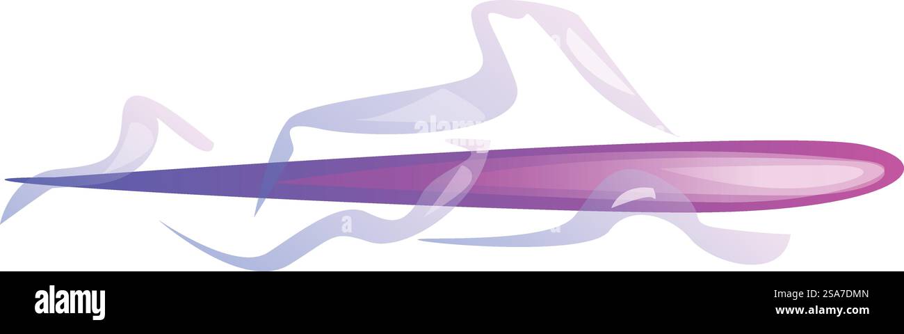 Purple plasma beam flying and leaving a blue trail of smoke. Purple ...