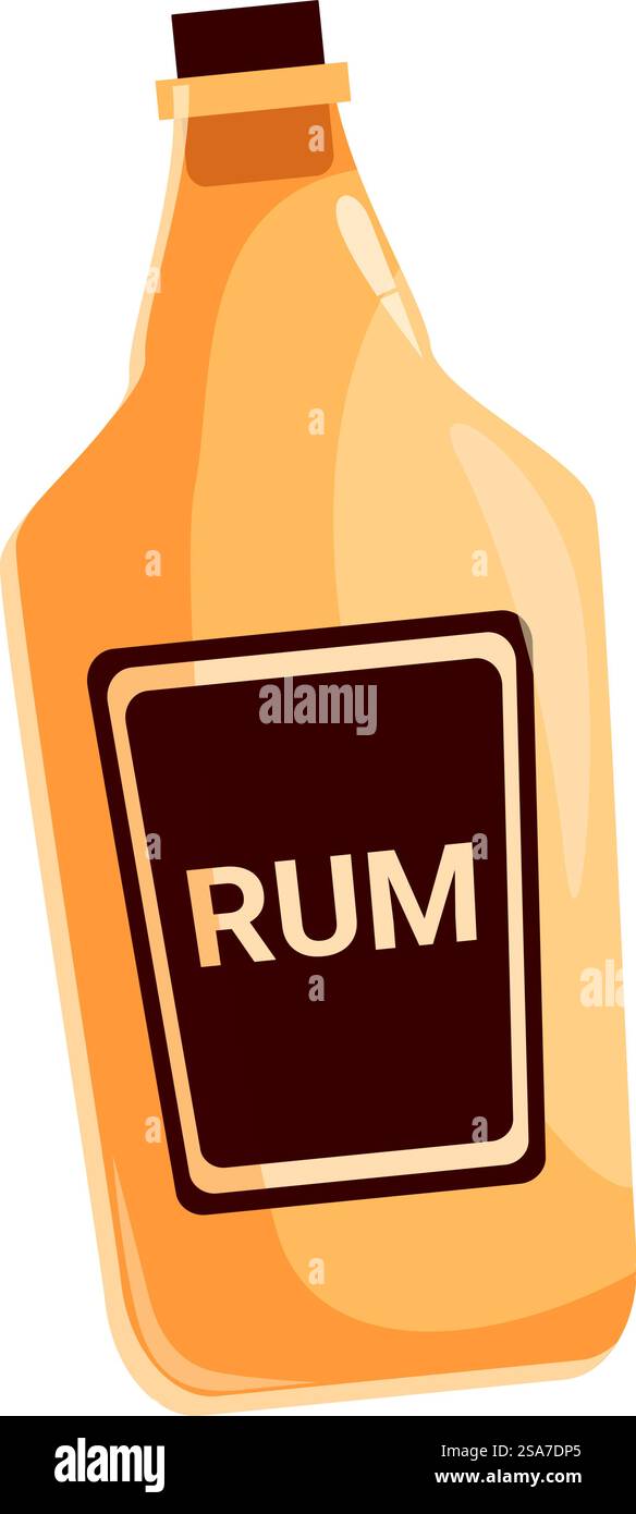 Glass bottle of rum is standing on a white background. Glass bottle of ...