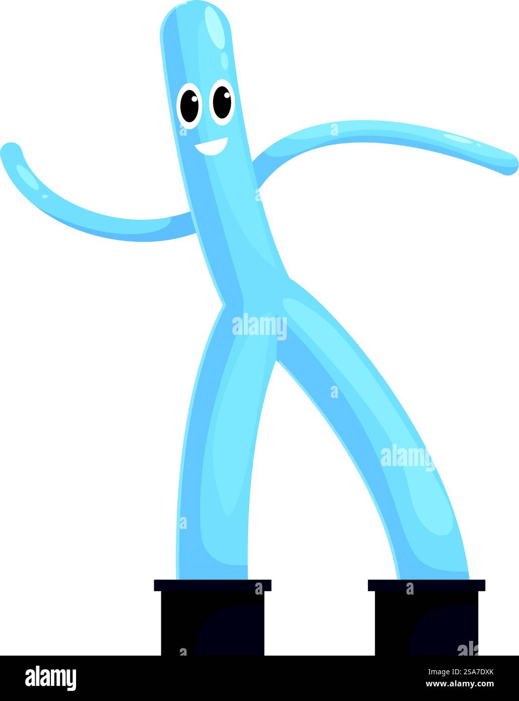Smiling blue wacky waving inflatable tube man dancing on white ...