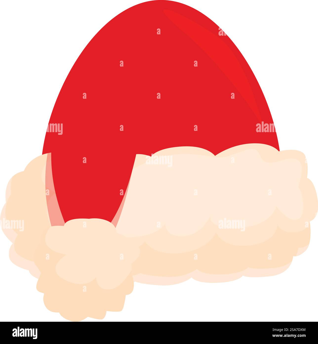Red santa claus hat lying sideways with white fur, isolated on white ...