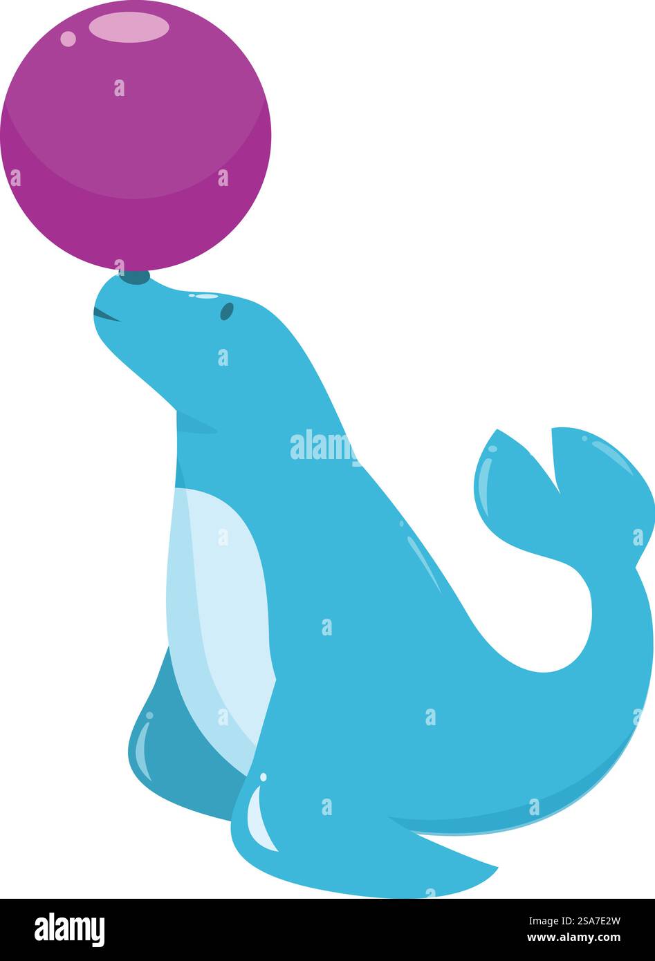 Circus seal balancing a purple ball on its nose hi-res stock ...
