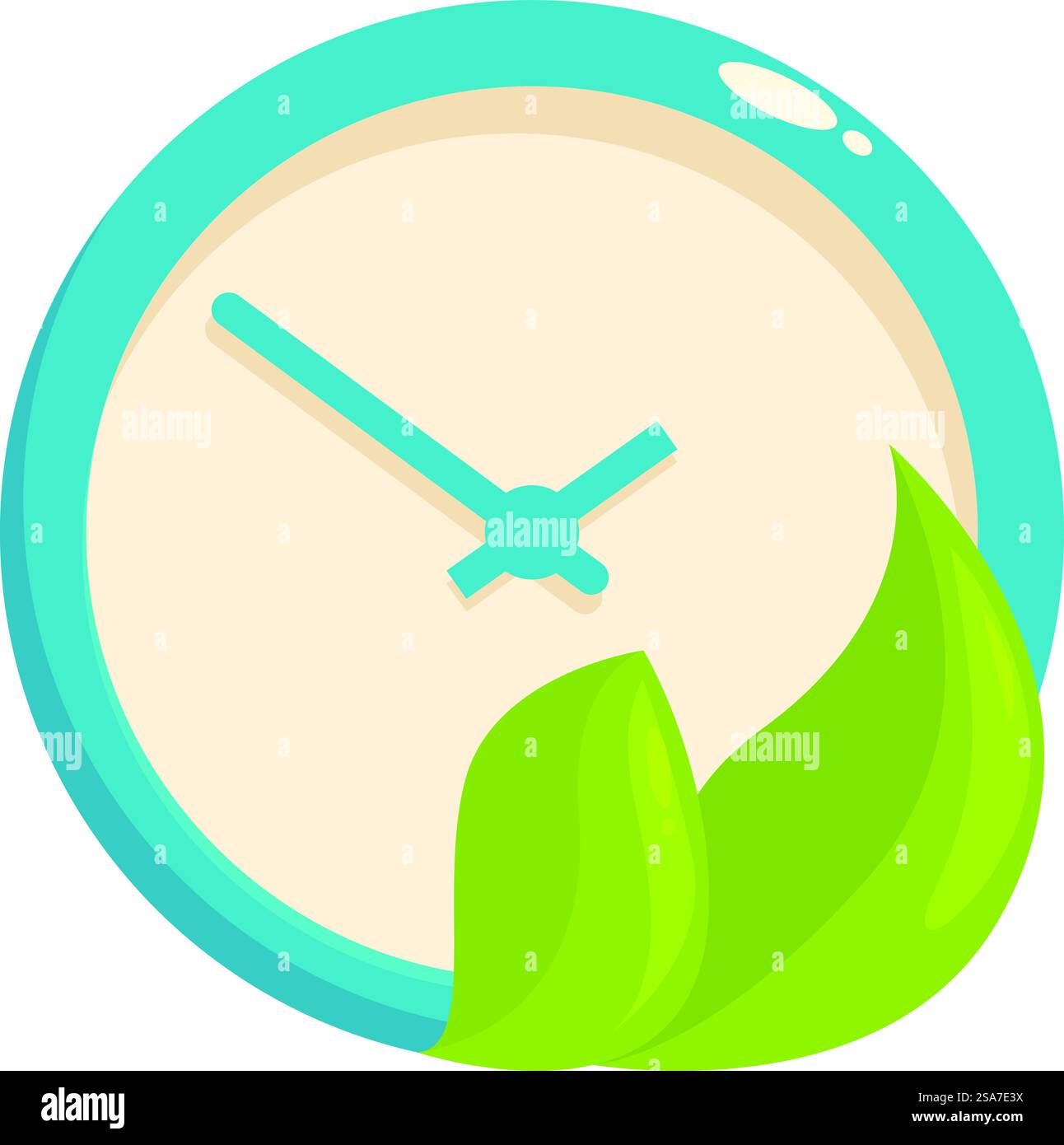 Spring forward with this illustration of a clock with green leaves ...