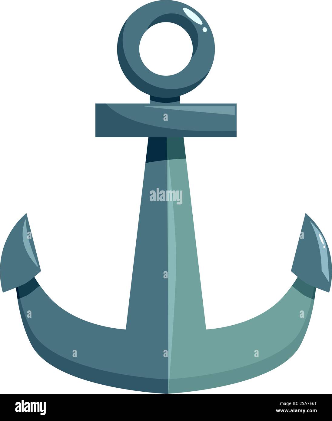 Cartoon style illustration of a heavy metal anchor, the flukes and ...