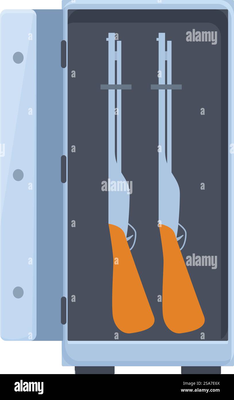 Open metal safe containing rifles, emphasizing the concept of security ...