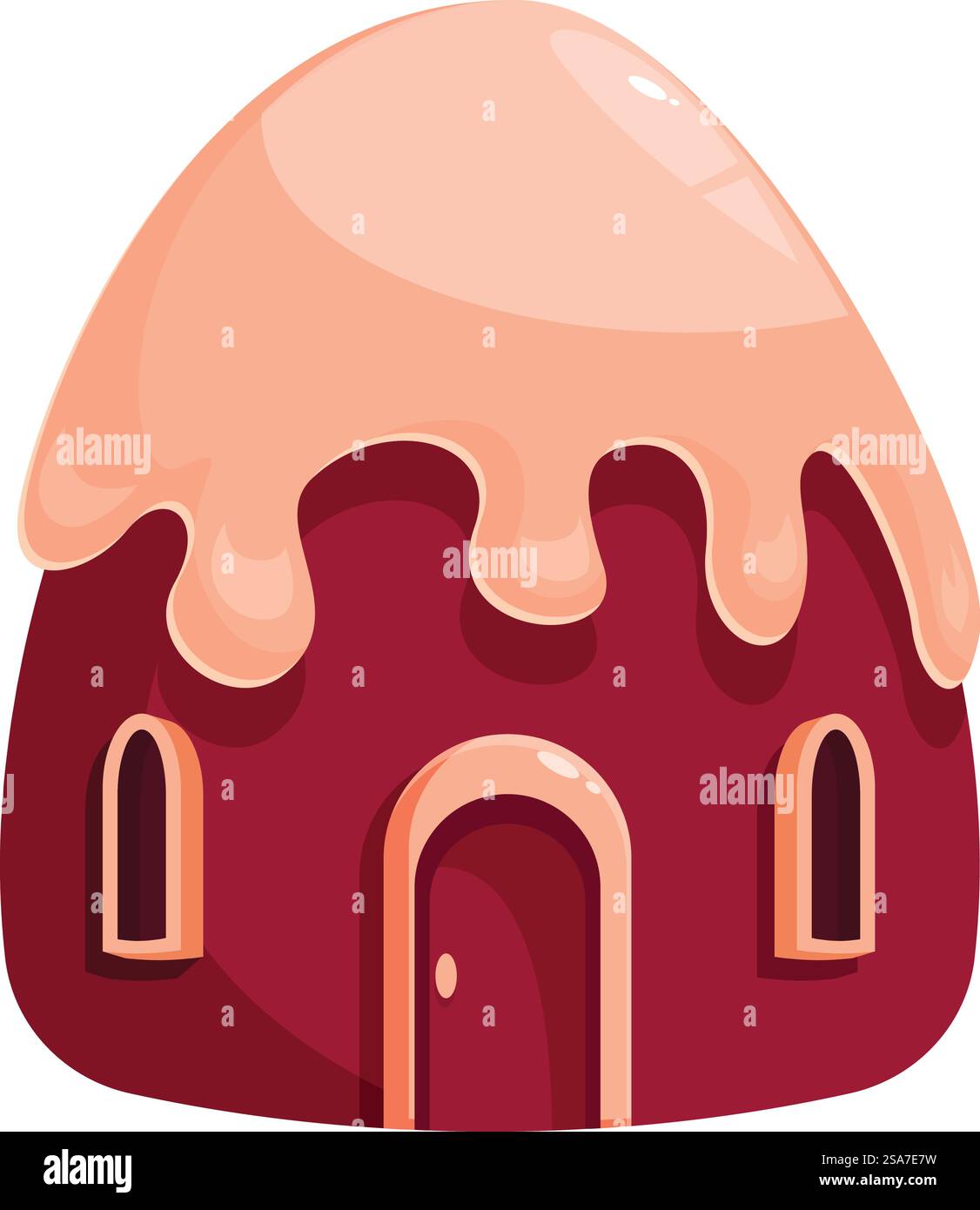 Funny cartoon house with a pink roof and icing is waiting for the kids ...