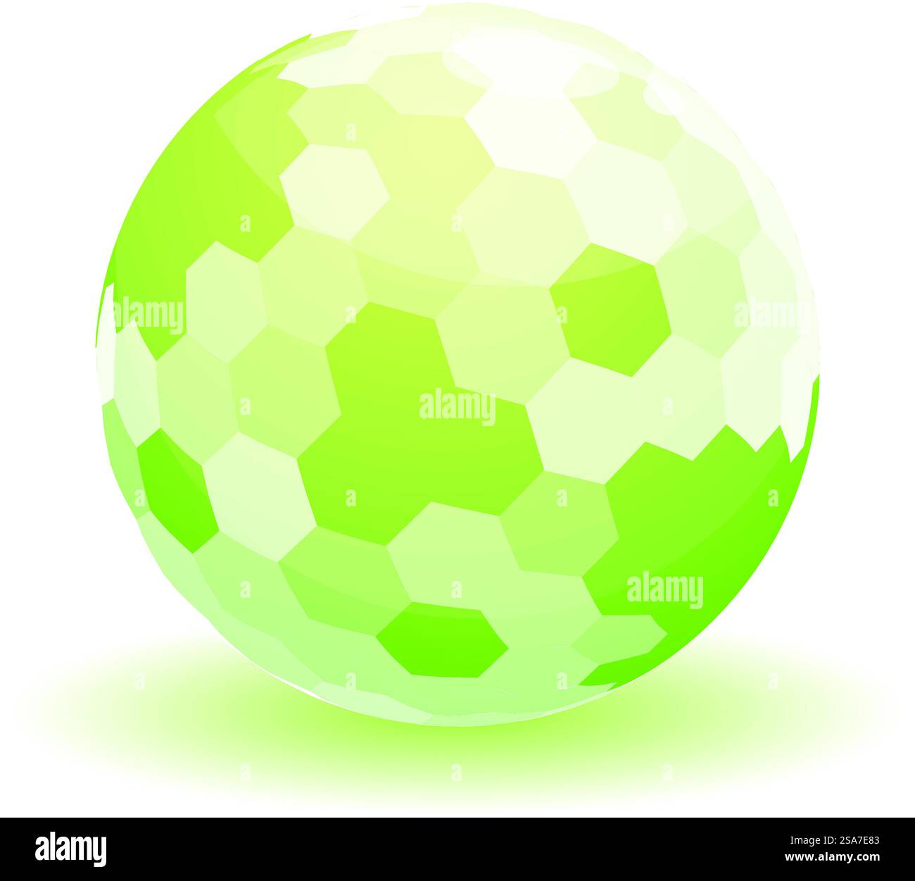 Green sphere composed of honeycombs is casting shadow on white ...