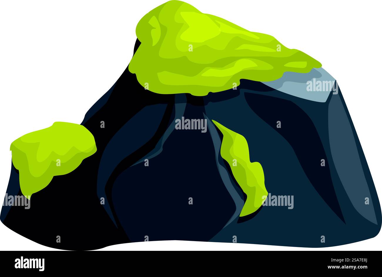 Grey mountain peak with green moss growing on its slopes, isolated ...