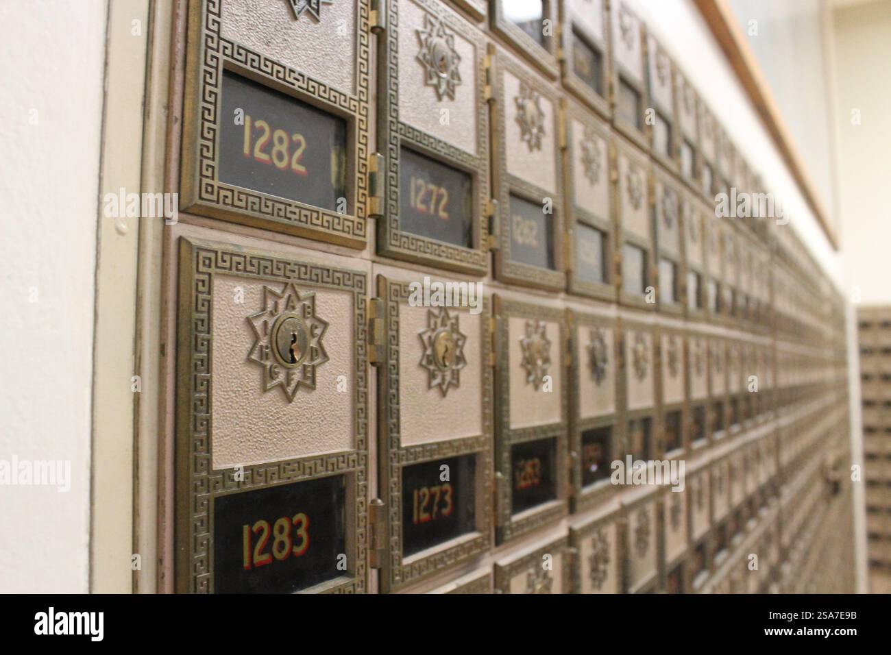 Gold Art Deco Post Office Boxes Stock Photo - Alamy