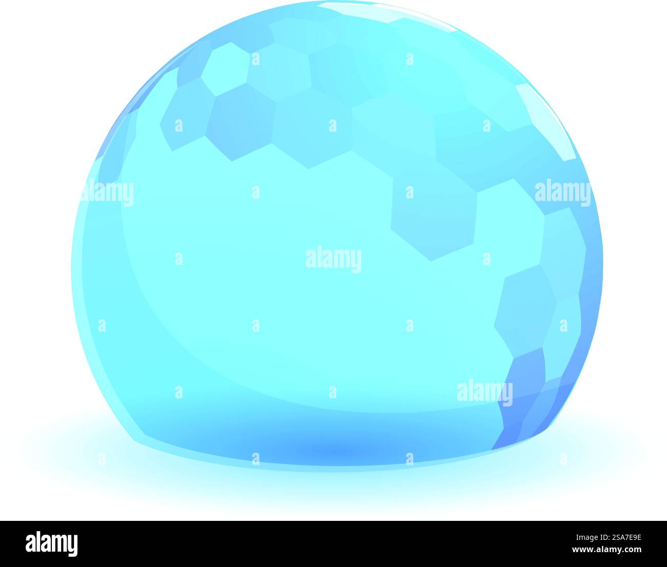 Abstract blue sphere forming with hexagons on white background. Blue sphere forming with ...