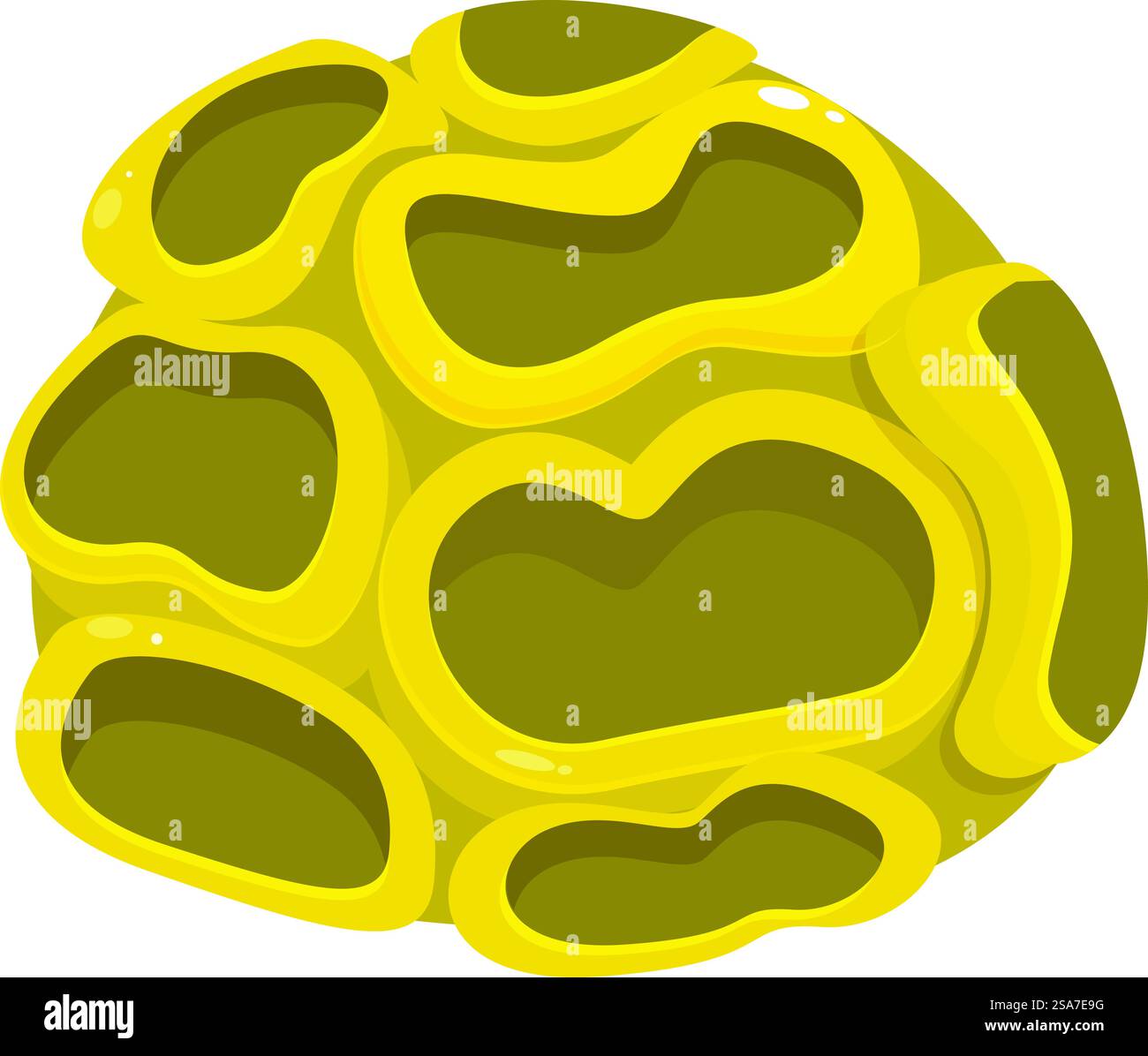 Cartoon yellow porous stone with holes on a white background. Yellow ...